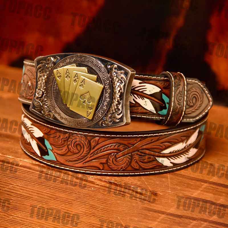 TOPACC Genuine Leather Feather Belt - Square with square buckle